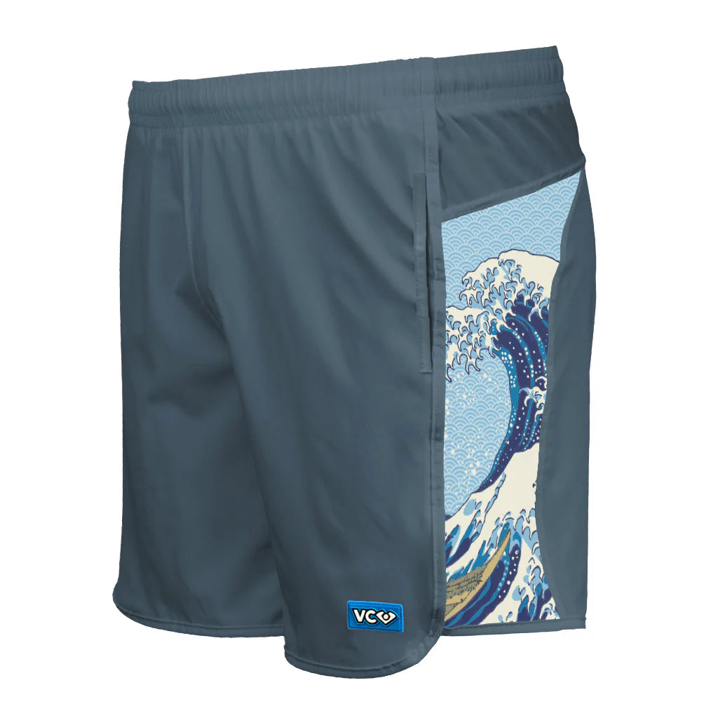 Hokusai Wave Shorty Shorts With Pockets